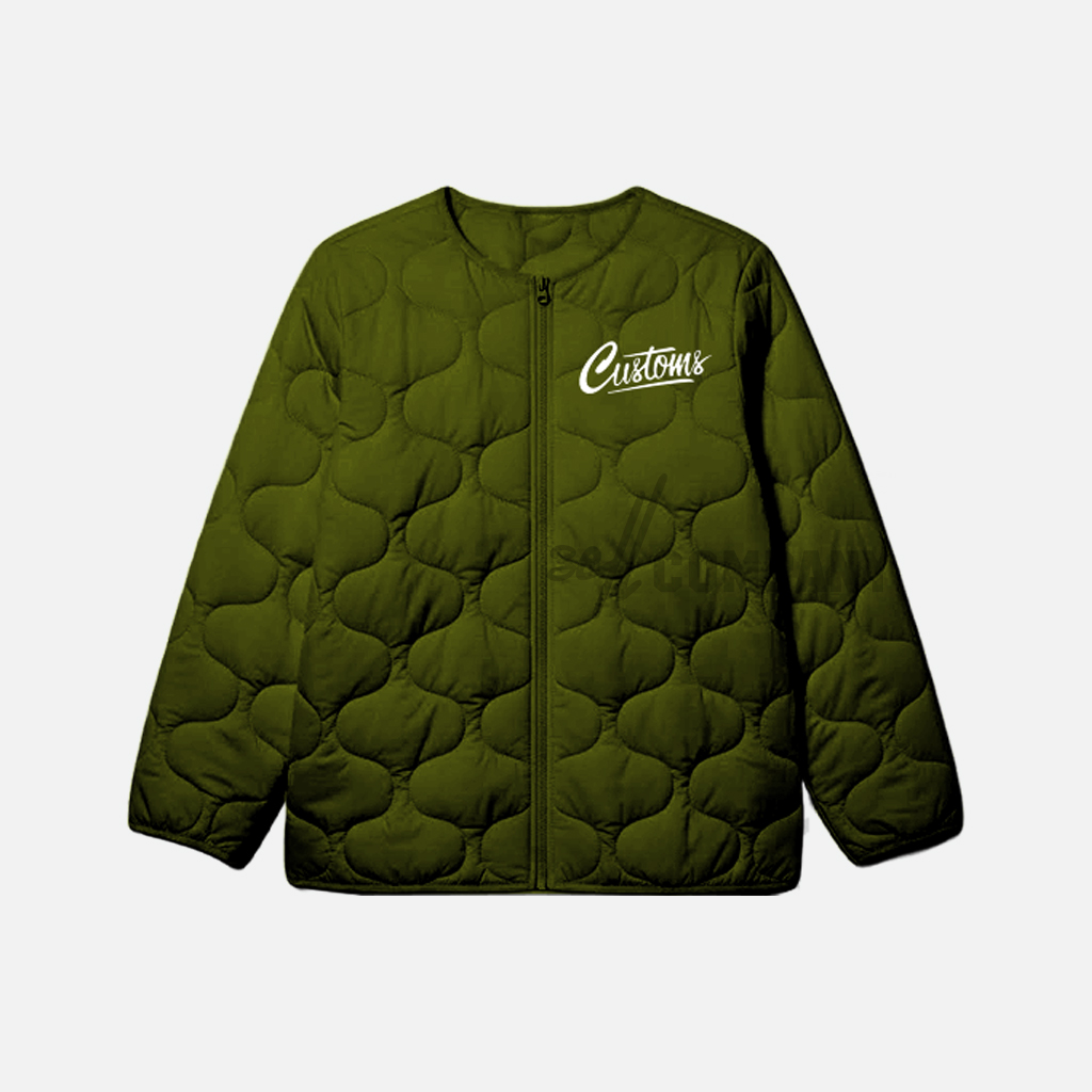 Custom Olive Green Quilted Jacket with your own logo | Wholesale Custom ...